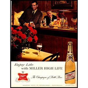 Miller | Art | 963 Miller High Life Vintage Print Ad Bar Counter Wood ...